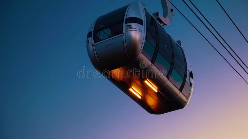 Modern Cable Car in Sunset Sky Stock Footage - Video of outdoors ...