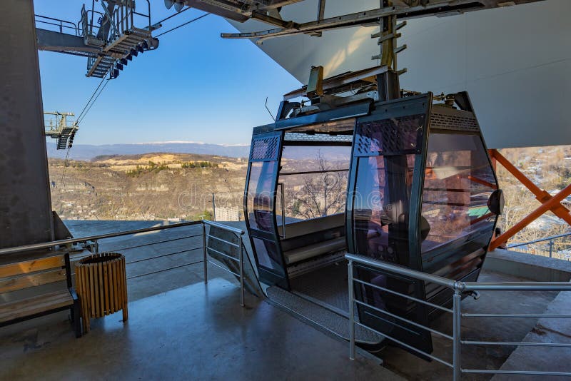Modern Cable Car on the Upper Station of the City Stock Image - Image ...