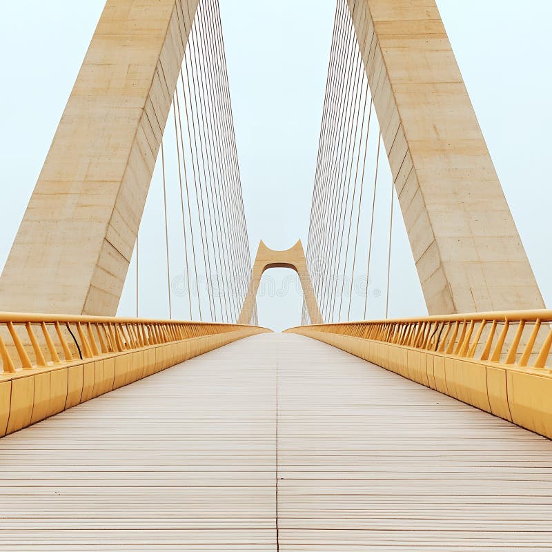 Modern Cable Stay Bridge Pathway Architecture Design Long Wooden ...