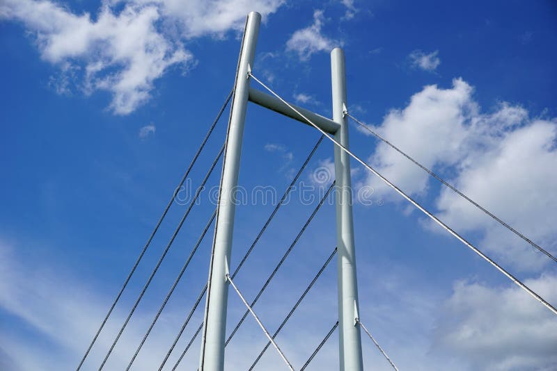 Modern Cable-stayed Bridge, Sky with Clouds Stock Photo - Image of ...