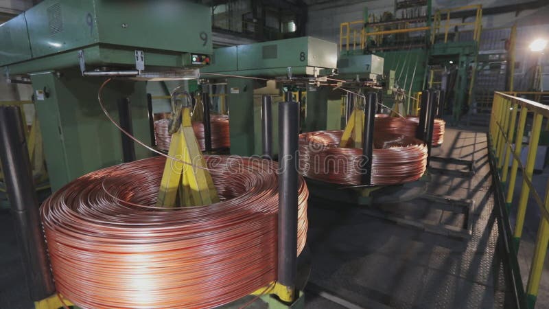 Modern Cables Factory. Production of Cable. Close-up. Cable Wire ...