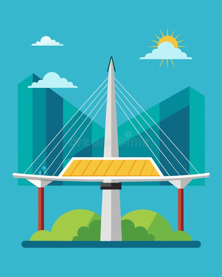 A Modern Cablestayed Bridge Adorned with Solar Panels Harnessing Energy ...