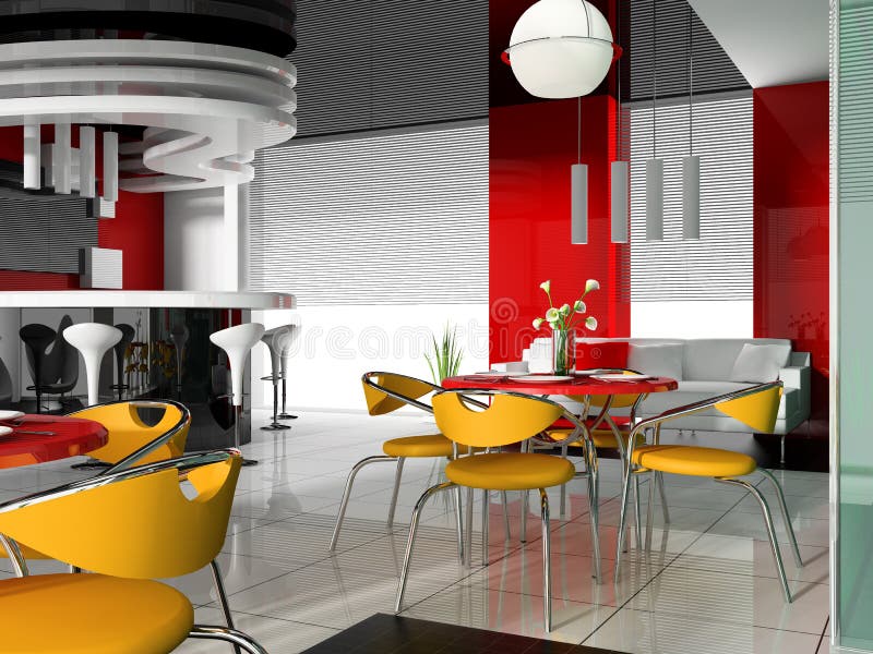 Modern Cafe Coffee Shop Interior Furniture Restaurant Flat Design ...