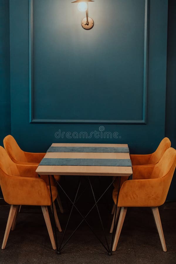 Modern Cafe Furniture. Modern Table and Chairs for the Cafeteria Stock ...