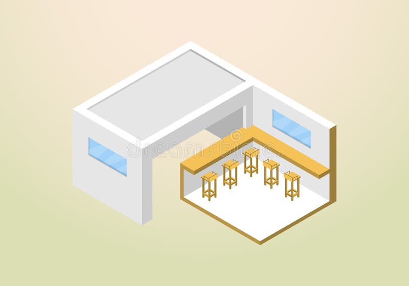 Modern Cafe House Isometric Design Vector Eps 10 Stock Vector ...