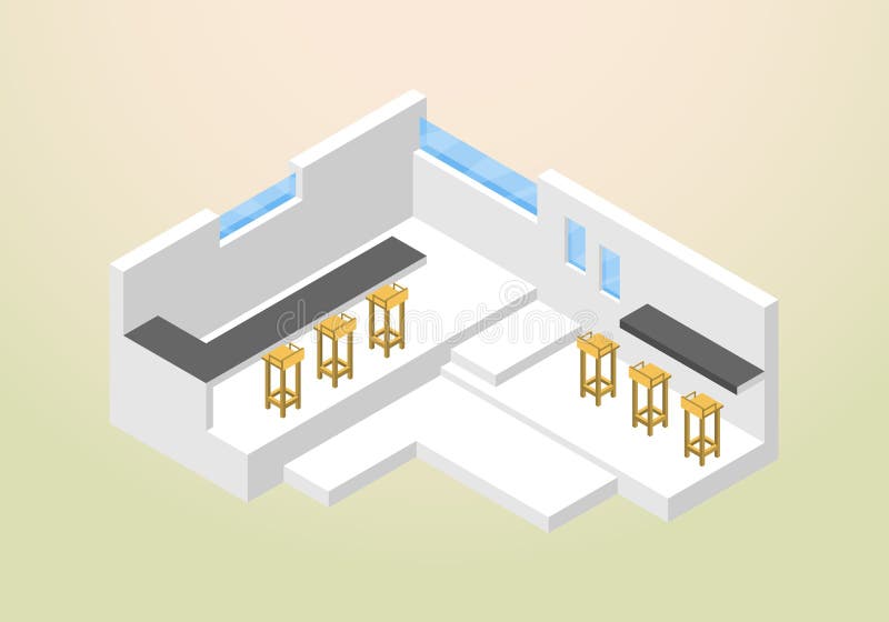 Modern Cafe House Isometric Design Vector Eps 10 Stock Vector ...