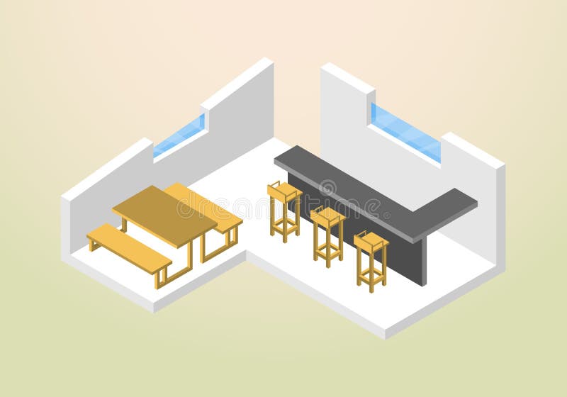 Modern Cafe House Isometric Design Vector Eps 10 Stock Vector ...