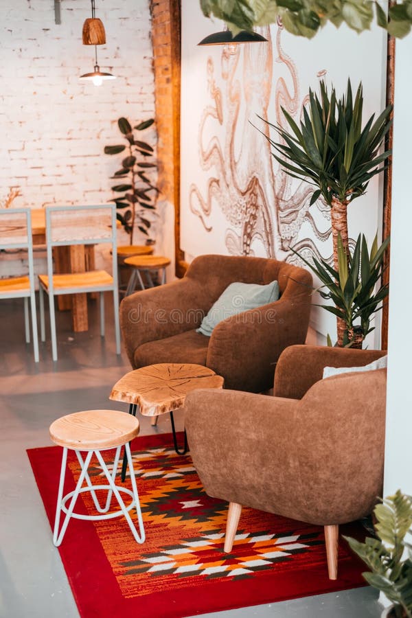 Modern cafe interior stock photo. Image of brown, coffee - 118214524