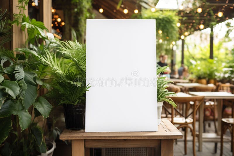 Modern Cafe Interior with Empty White Menu Board Stock Illustration ...