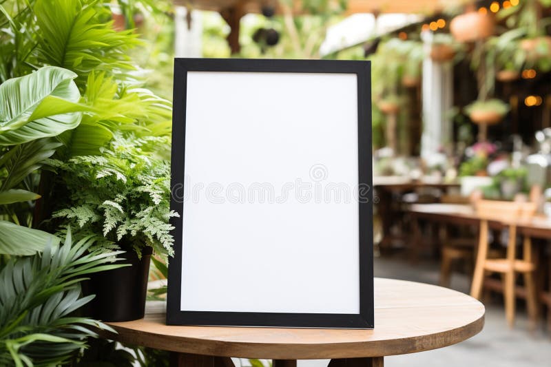 Modern Cafe Interior with Empty White Menu Board Stock Illustration ...