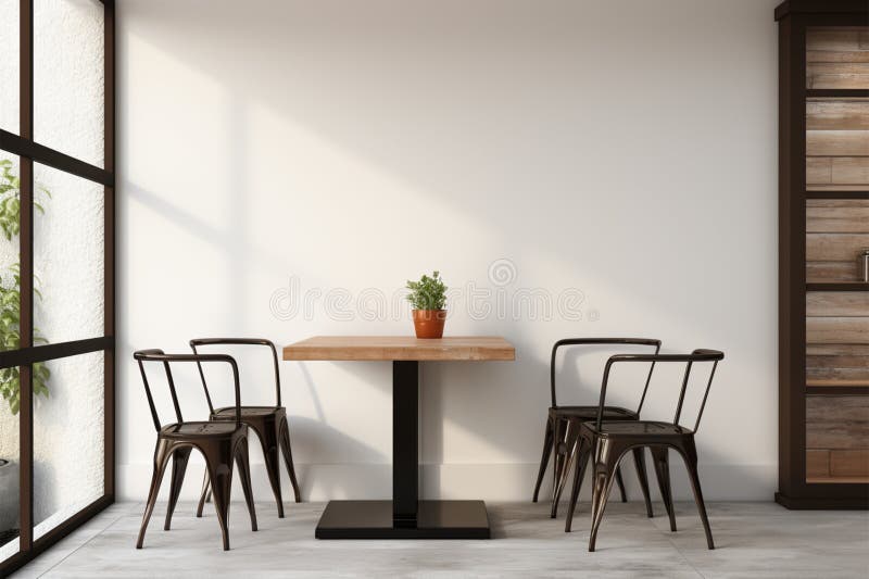 Modern Cafe Interior with an Empty White Wall for Branding Stock ...