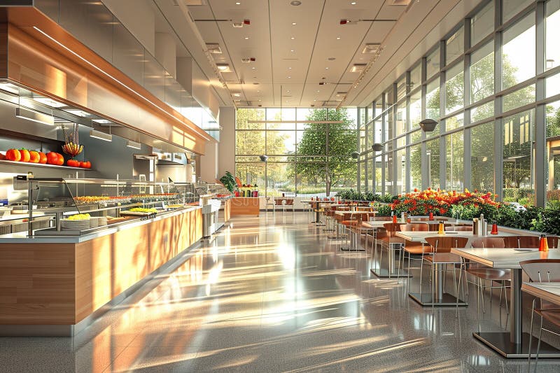 Modern Cafe Interior with Natural Light Stock Illustration ...