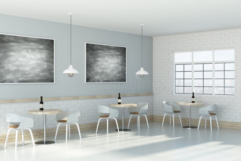 Modern cafe interior stock illustration. Illustration of blackboard ...