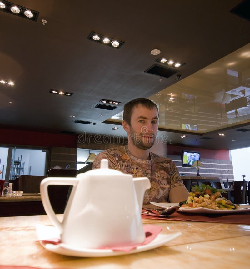 Modern cafe man stock image. Image of decorations, culture - 6484615