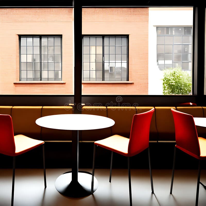 Modern Cafe or Restaurant with Table and Chairs Stock Photo - Image of ...