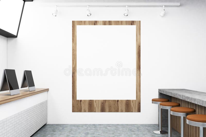 Modern Cafe with Tablets, Bar and Poster Stock Illustration ...