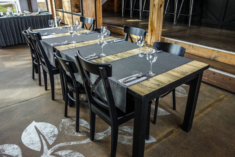 Modern Cafeteria with Tables Stock Image - Image of food, business ...