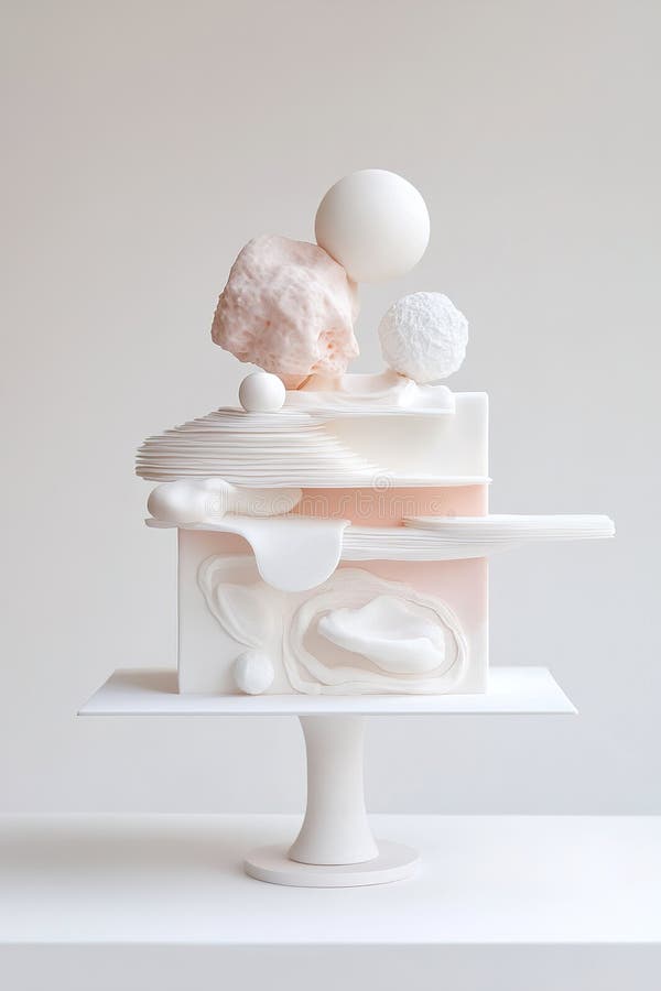 This Modern Cake Showcases Unique Sculpted Layers Adorned with Abstract ...