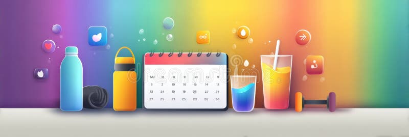 Modern Calendar App Design Featuring Exercise and Hydration Icons on ...