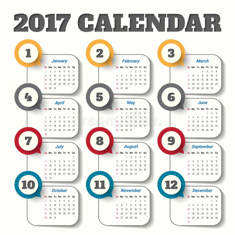 2017 Modern Calendar Template . Stock Vector - Illustration of calendar ...