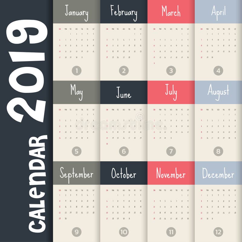 2019 Modern Calendar Template .Vector/illustration. Stock Vector ...