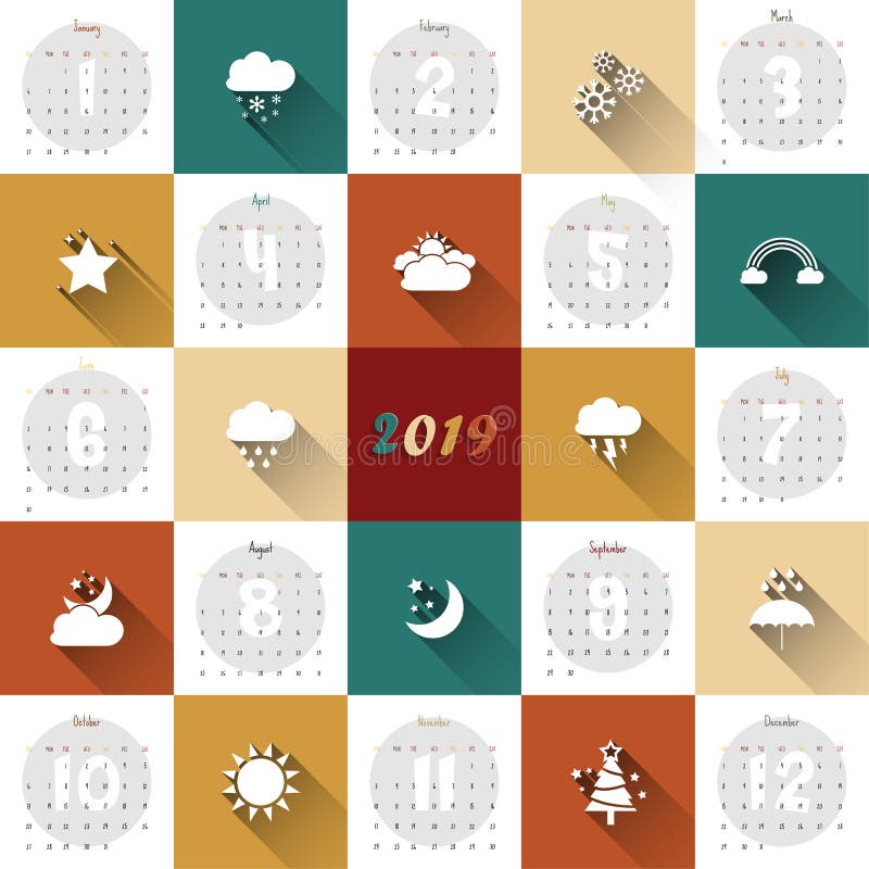 2019 Modern Calendar Template .Vector/illustration. Stock Vector ...
