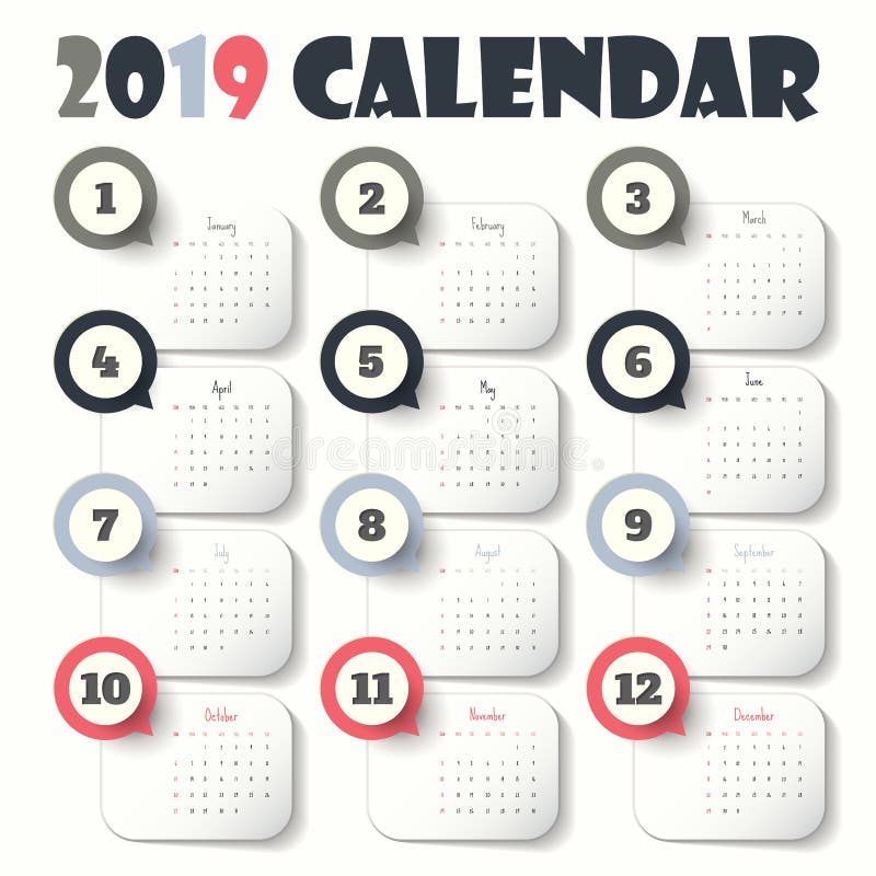 2019 Modern Calendar Template .Vector/illustration. Stock Vector ...