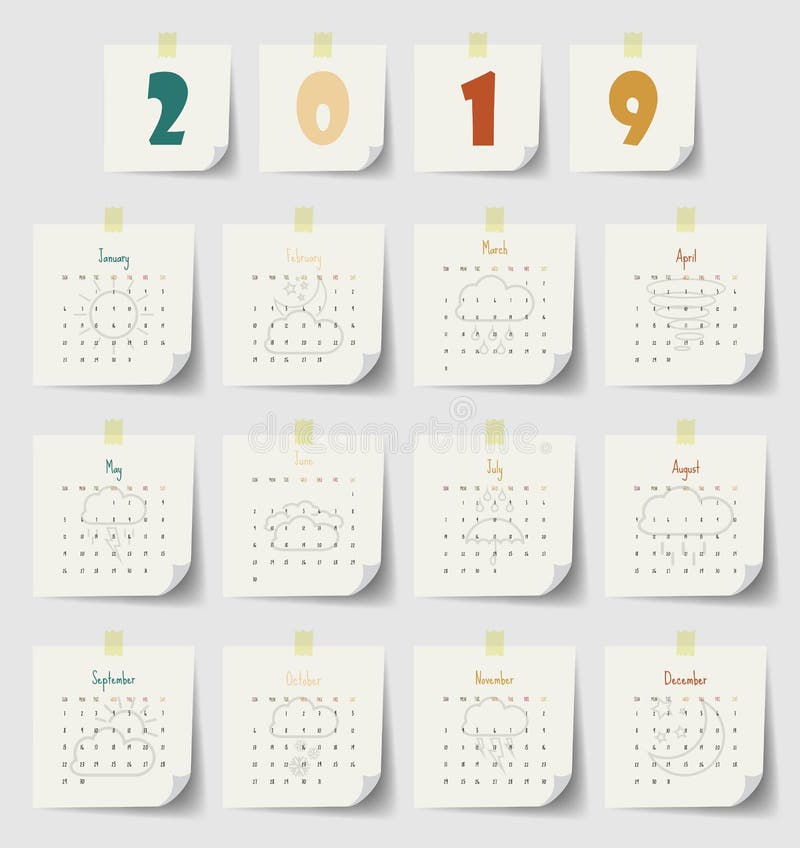 2019 Modern Calendar Template .Vector/illustration. Stock Vector ...