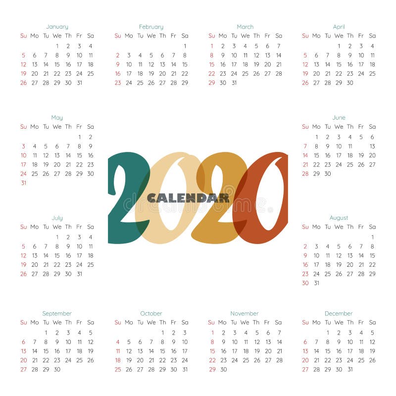 2020 Modern Calendar Template .Vector/illustration Stock Vector ...