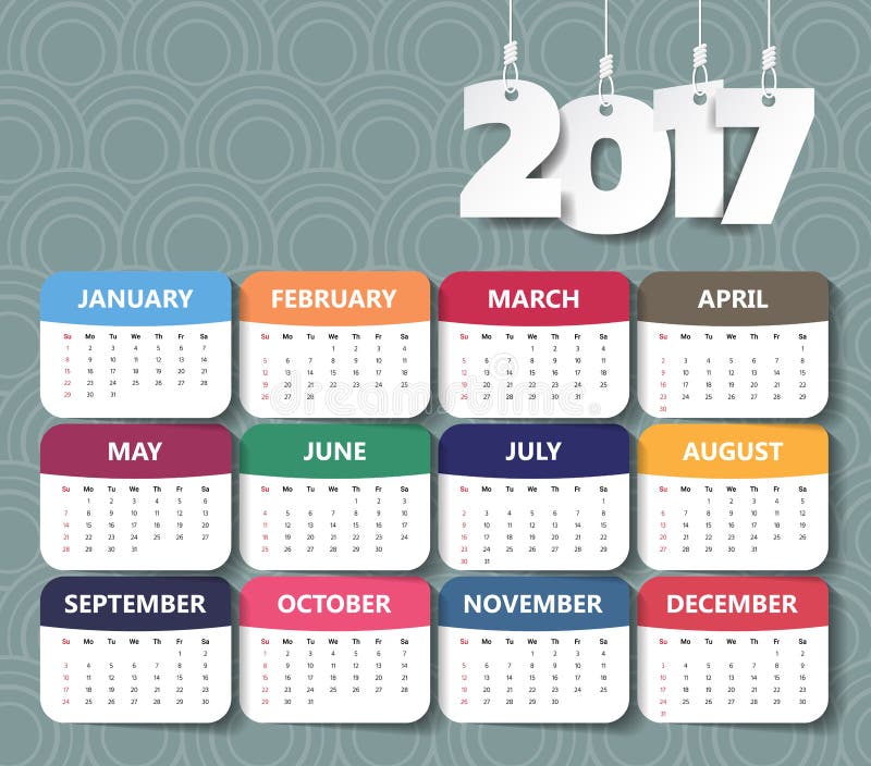 2017 Modern Calendar Template Stock Vector - Illustration of number ...