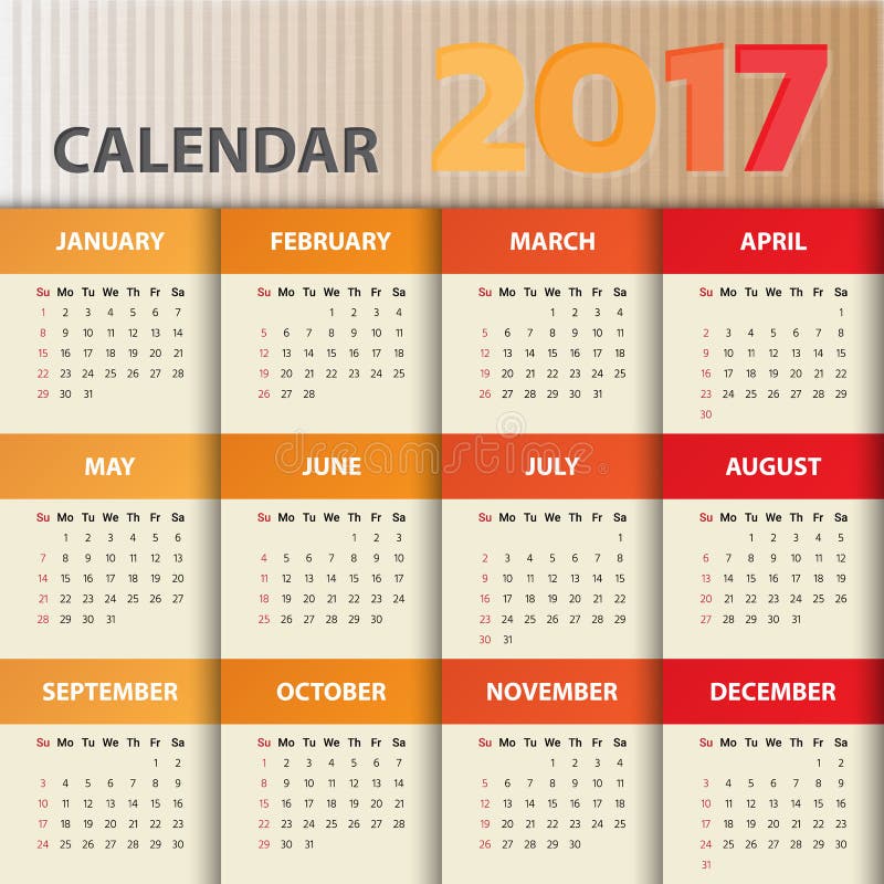 2017 Modern Calendar Template .Vector/illustration. Stock Vector ...