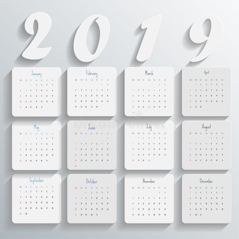 2019 Modern Calendar Template .Vector/illustration Stock Vector ...