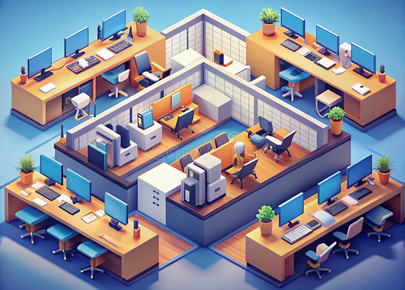 Modern Call Center Interior Isometric View of Customer Support Agents ...