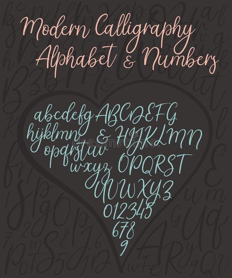 Calligraphic Alphabet. Handwritten Brush Font. Uppercase, Lowercase ...
