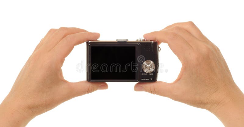 Hand Holding Digital Camera Rear View Stock Photo - Image of back ...