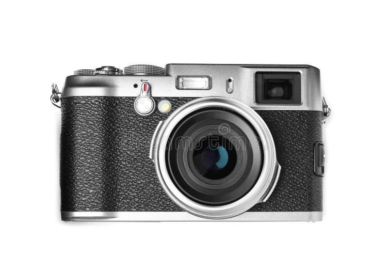 Modern Camera Isolated on White, Top View Stock Image - Image of ...