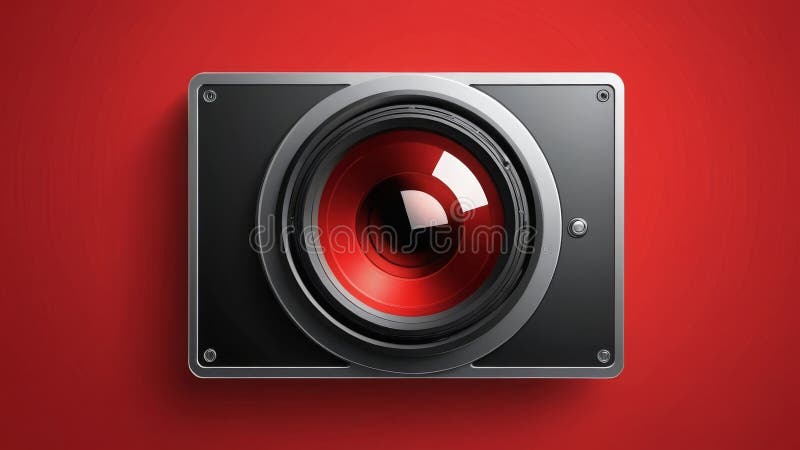 Modern Camera Lens Sleek Red Background Stock Photos - Free & Royalty ...