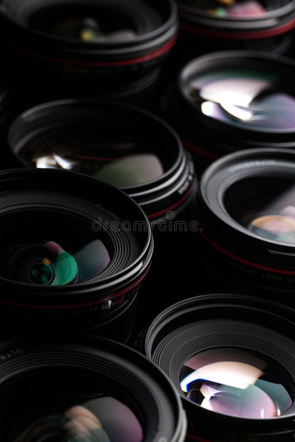 Modern Camera Lenses with Reflections Stock Photo - Image of lens, film ...