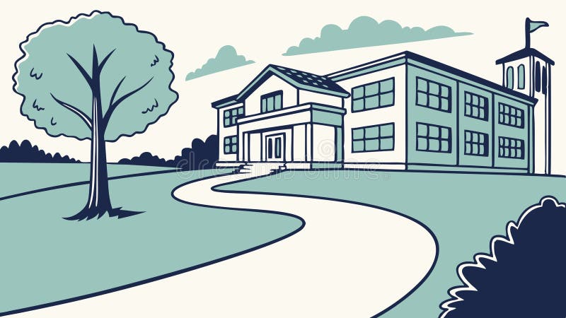 Modern Campus, Sleek Architecture, Inviting Environment, Vector Design ...