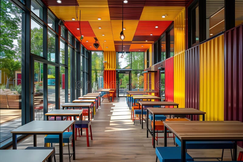 The Modern Canteen Features Vibrant Colors, Large Windows, and Spacious ...