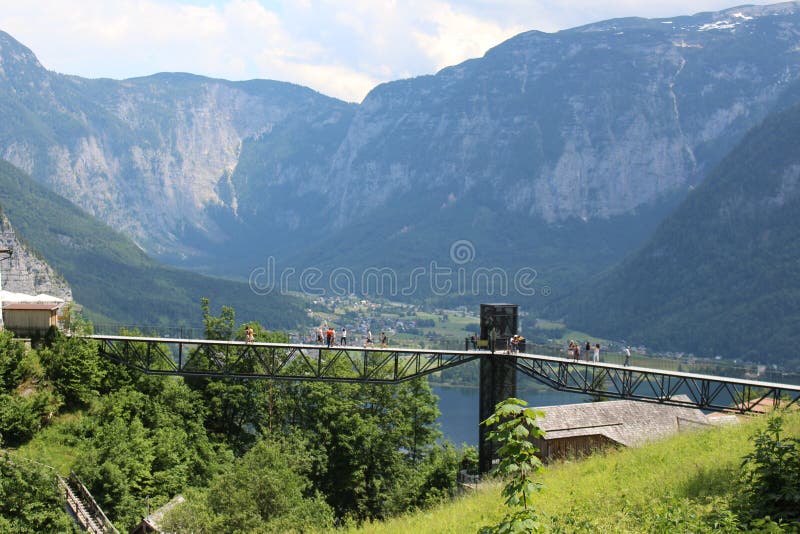 Modern Cantilever Bridge in the Austrian Alps Stock Photo - Image of ...