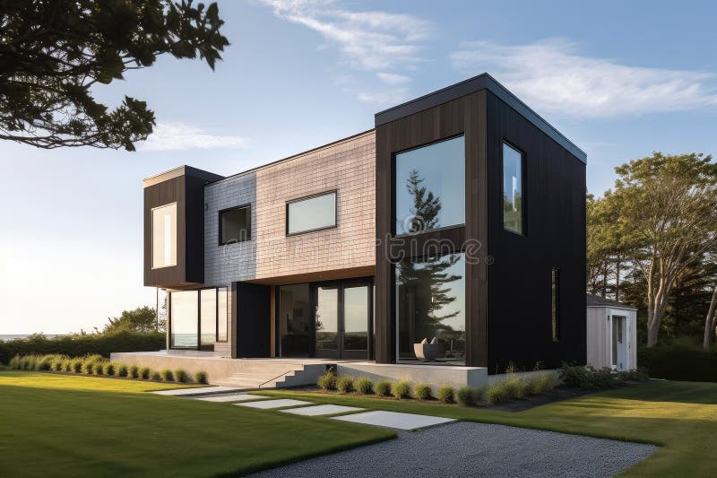 Modern Cape Cod House with Sleek Exterior, Minimalist Design Elements ...