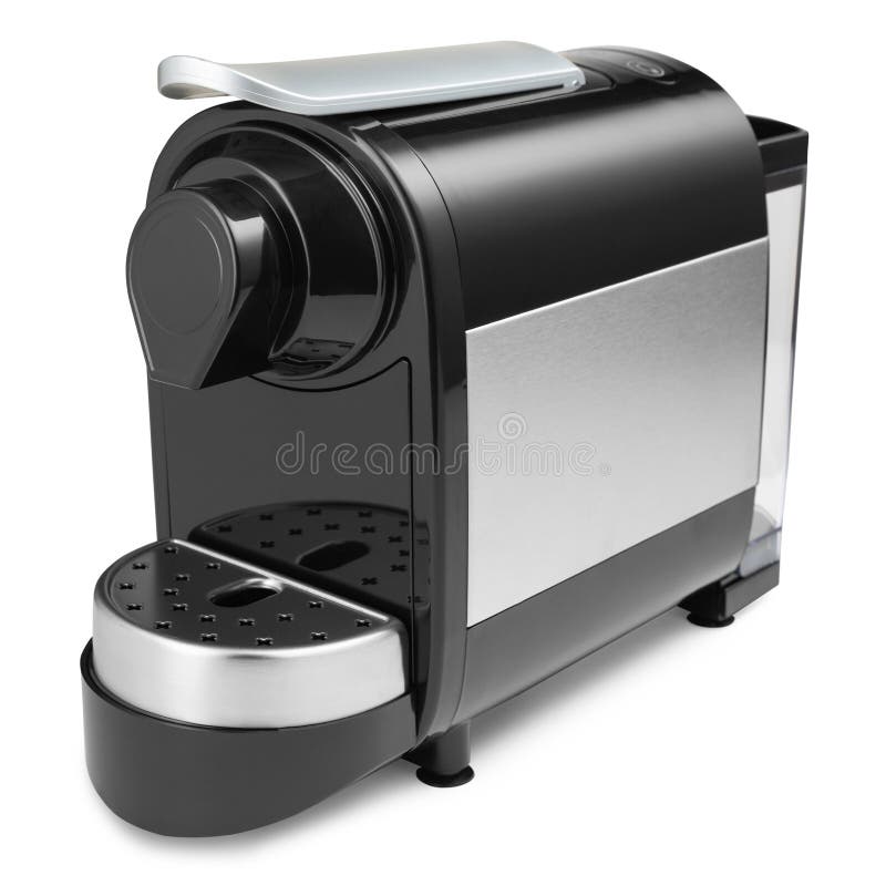 Coffee Machine for Preparing Capsule Coffee, Front View, on a White ...