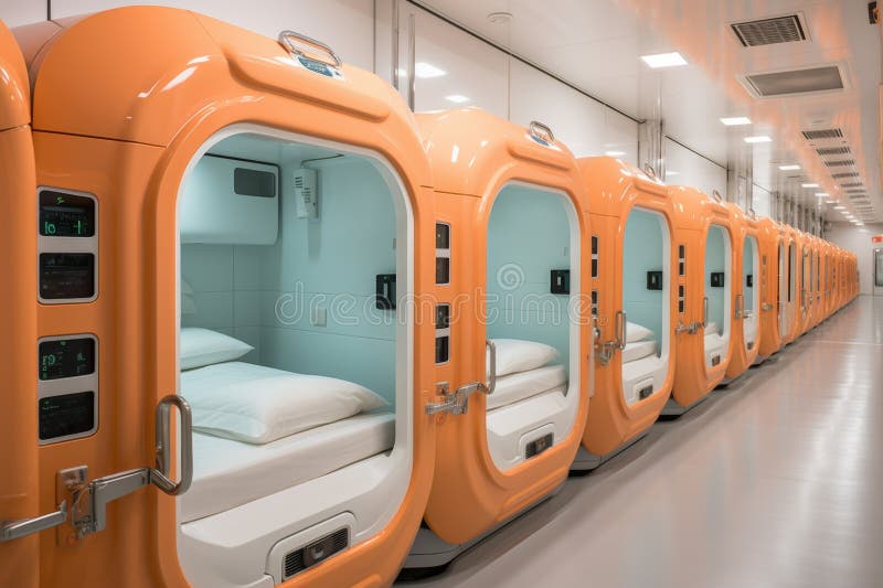 Modern Capsule Hotel Room Interior Design with Compact Small Bedroom in ...