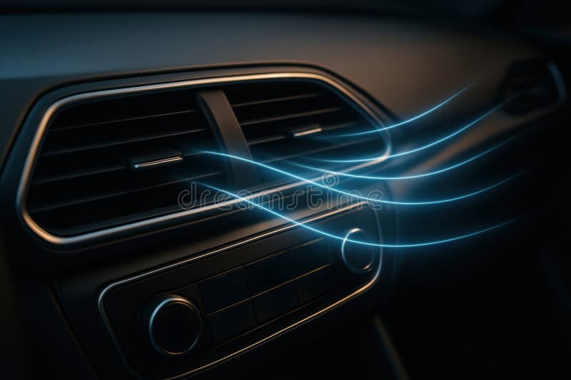 Modern Car Air Conditioning System with Cool Airflow Moving through ...