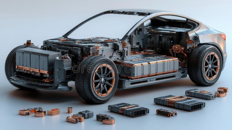 Modern Car Battery Components Displayed in a Minimalistic Isolated ...