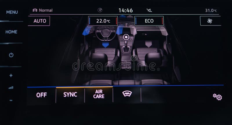Modern Car Climate Control Display for Driver and Passenger. Zone ...