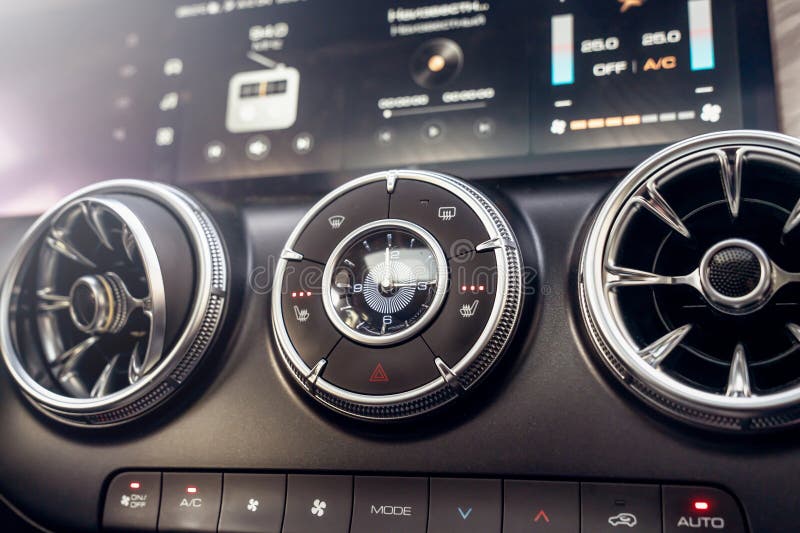 Climate Control Panel in Luxury Car. Stock Photo - Image of drive ...