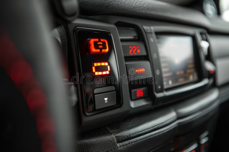 Modern Car Dashboard Controls with Illuminated Buttons in a Sleek ...