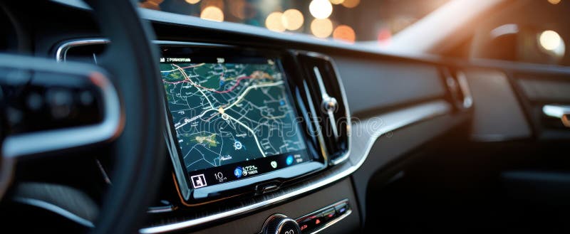 The Modern Car Dashboard Featuring an Advanced Navigation System in ...